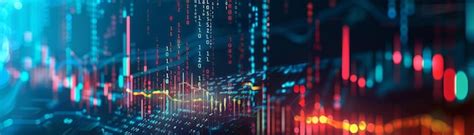 Abstract Digital Stock Market Data Visualization With Red Blue And Yellow Lines Premium Ai