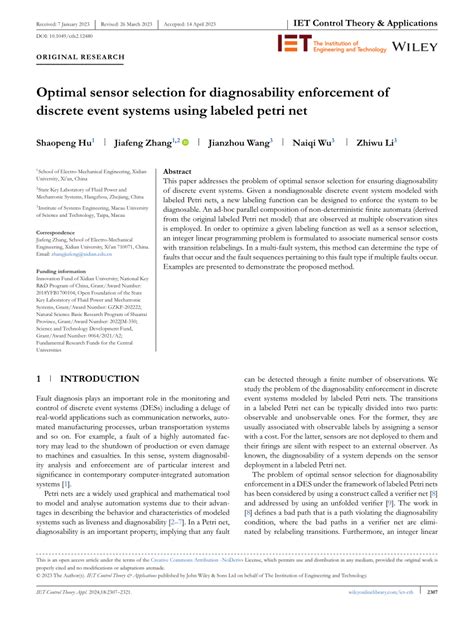 Pdf Optimal Sensor Selection For Diagnosability Enforcement Of Discrete Event Systems Using