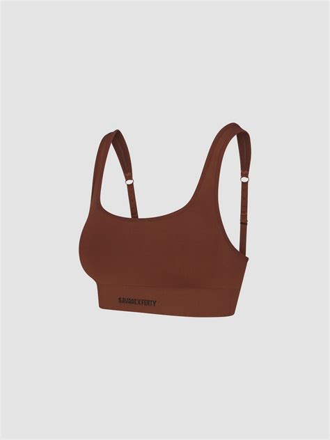 Seamless Scoop Neck Bralette In Brown Savage X Fenty