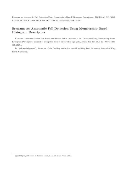 Pdf Automatic Fall Detection Using Membership Based Histogram Descriptors