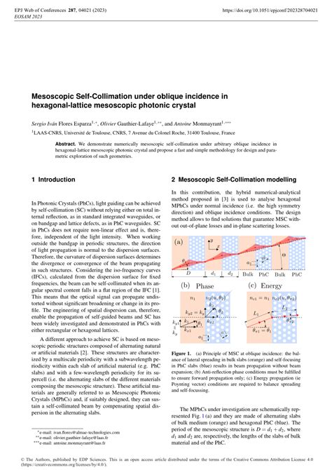 Pdf Mesoscopic Self Collimation Under Oblique Incidence In Hexagonal