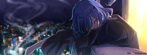 Bocchi The Rock Anime Blue Haired Character 4k Wallpaper Download