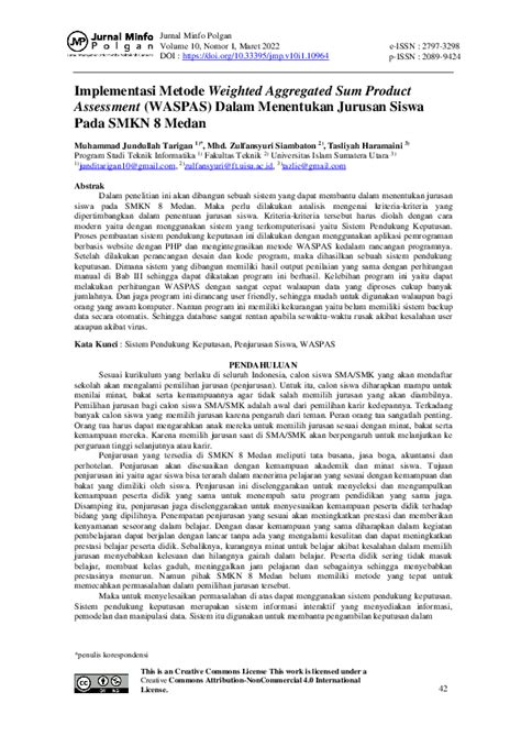 Pdf Implementasi Metode Weighted Aggregated Sum Product Assessment