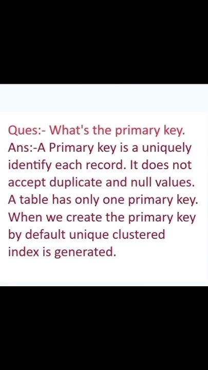 Primary Key In Sql Primarykey Sql Code Gk Join Constraint Bigdata Azure Datascience