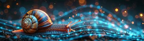 Snail With Wi Fi Signals Illustrating Slow Connectivity Generative Ai Illustration Stock