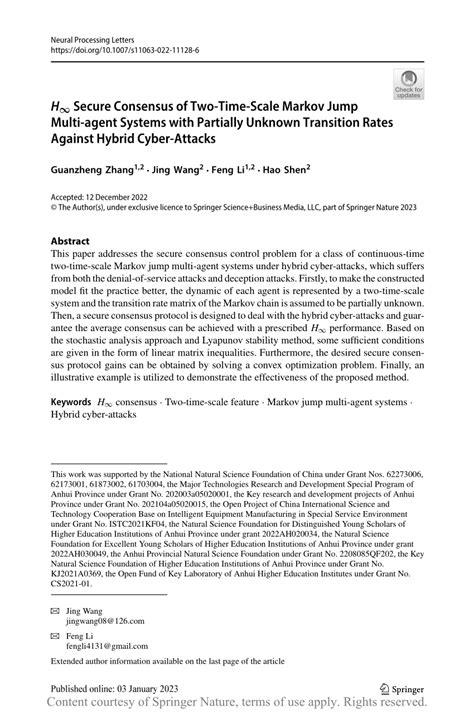 H Infty Secure Consensus Of Two Time Scale Markov Jump Multi Agent Systems With Partially