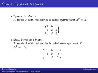 Linear Algebra For Machine Learning Linear Systems PDF
