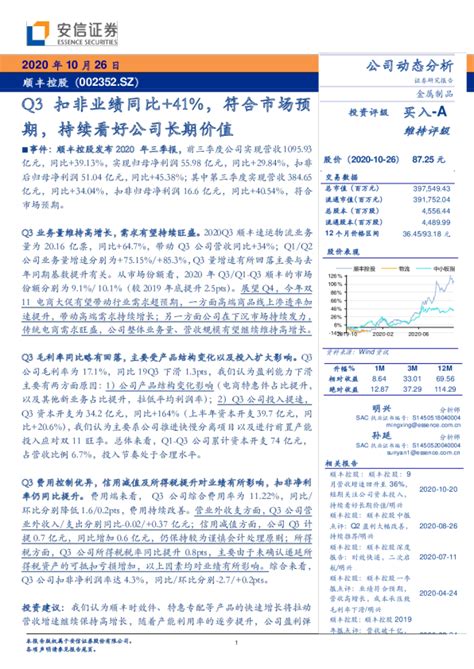 Q3扣非业绩同比41，符合市场预期，持续看好公司长期价值