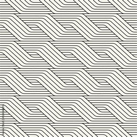 Vector Seamless Pattern Line Art Geometric Waves Endless Stylish Texture Ripple Thin
