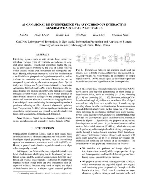 Pdf Ai Gan Signal De Interference Via Asynchronous Interactive Generative Adversarial Network