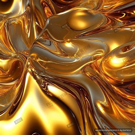 Ai创作图金色 液态 金属 质感 流动 光泽 光影 抽象 背景 纹理 奢华 闪耀 波纹 造型 艺术 昵图网