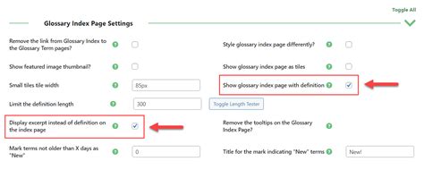 wordpress glossary plugin cmtg index how to display definitions