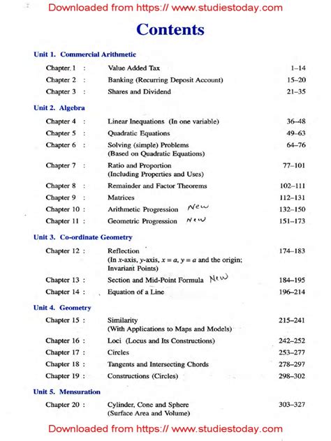 Icse Class 10 Maths Selina Rk Bansal Contents Pdf
