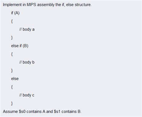 Solved Implement In Mips Assembly The If Else Structure If
