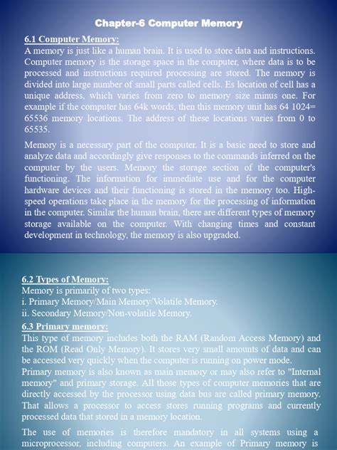 Memory Types In Computer Systems Pdf Computer Data Storage Random