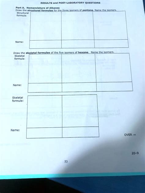Solved Results And Post Laboratory Questions Part A Nomenclature Of Alkanes Draw The