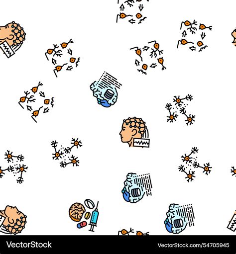 Neuroscience Brain Neurology Seamless Pattern Vector Image