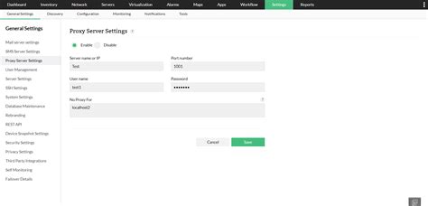 Proxy Server Settings Opmanager Help