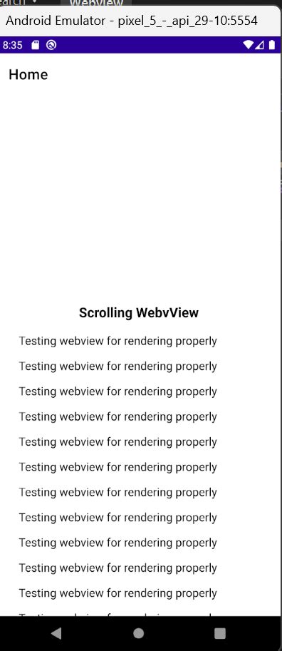 Webview Is Not Allowing The Remaining Ui Elements To Render Properly