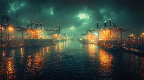 Shipment Unloading At Container Terminal Premium Ai Generated Image