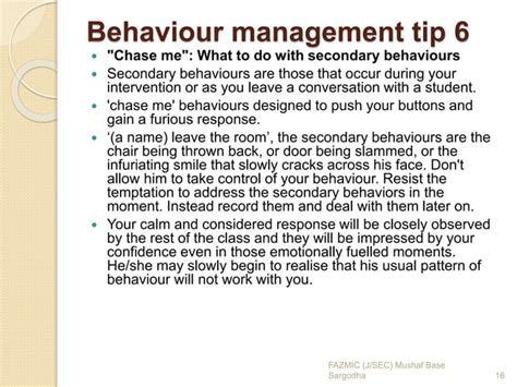 Class Behaviour Management Ppt