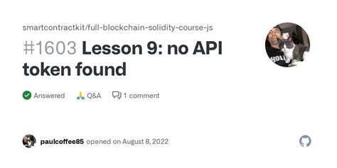 Lesson 9 No Api Token Found · Smartcontractkit Full Blockchain
