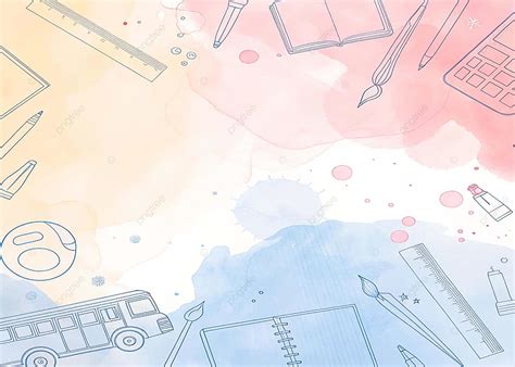 Watercolor Back To School Educational Background Design Watercolor