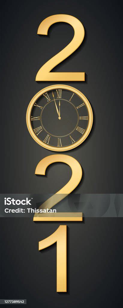 블랙과 골든 샤이니 2021 새해 웹 배너 눈 반사 및 둥근 시계카드로 크렘린 스패스카야 배경을 차임 격리된 벡터 그림입니다