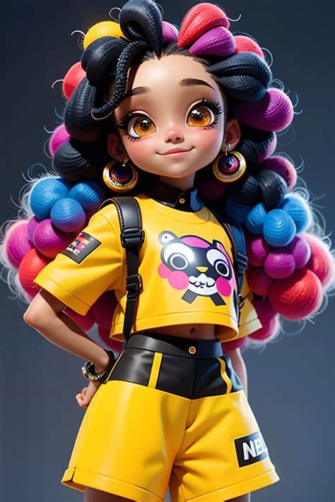 黑皮肤 多色辫子头发 扎头发 松散的头发 Seaart Ai