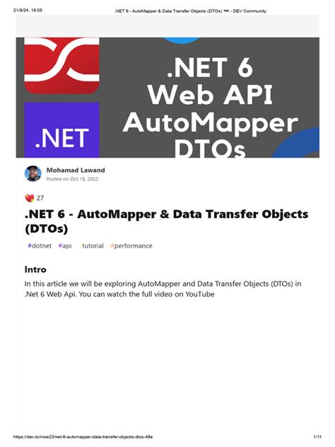 Net 6 Automapper And Data Transfer Objects Dtos Dev Community