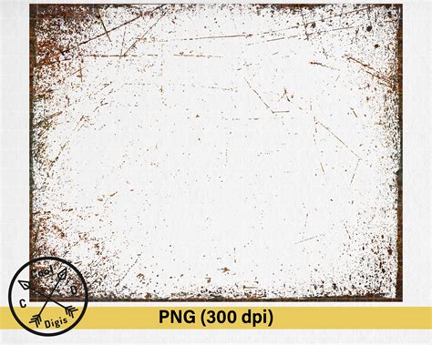 Rust Texture Frame PNG Overlay Effect Grunge Light Brown Etsy