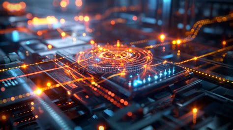 Intricate Visualization Of Photon Pathways In Quantum Network Stock