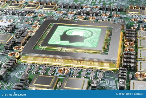 Artificial Intelligence In A Modern Gpu Card 3d Rendering Stock Illustration Illustration Of