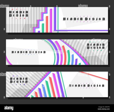 Vector Headers Set 3 Colorful Layouts With Decorative Design Curves With Copy Space For Ad Text