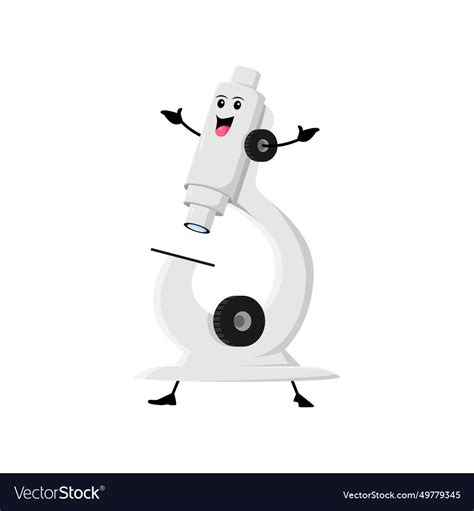 Cartoon Cheerful Funny Microscope School Character