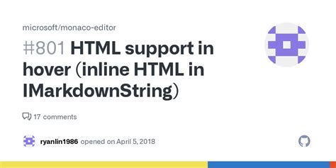 Html Support In Hover Inline Html In Imarkdownstring · Issue 801 · Microsoftmonaco Editor