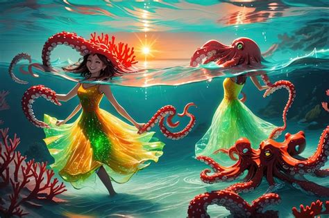 Premium Ai Image Cute Octopus Anime Manga Girl Illustration