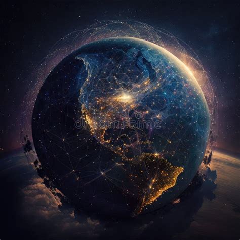 The Global Internet Connectivity And Data Streams Generative Ai Stock Illustration