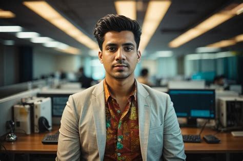 Premium Photo Photo Portrait Of Male Programmer In Office