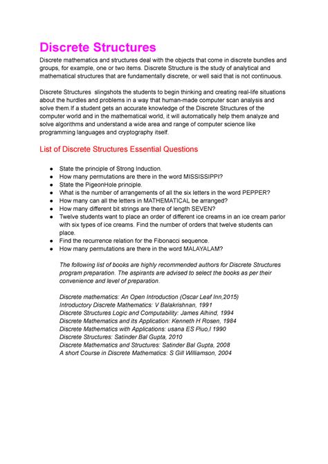 discrete structures btech computer science second year descrete computational structure