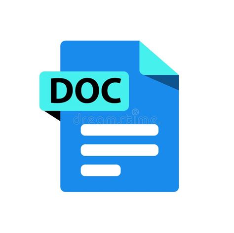 Vector Blue Icon Doc File Format Extension Stock Vector Illustration