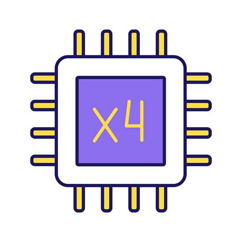 Quad Core Processor Color Icon Four Core Microprocessor Microchip