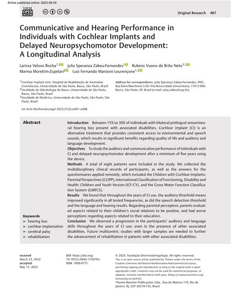 Pdf Communicative And Hearing Performance In Individuals With