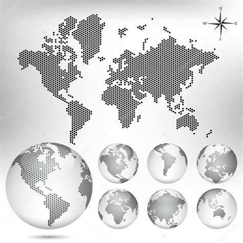 Vector Dotted Map And Globe Of The World Stock Vector Image By ©xygo Bg