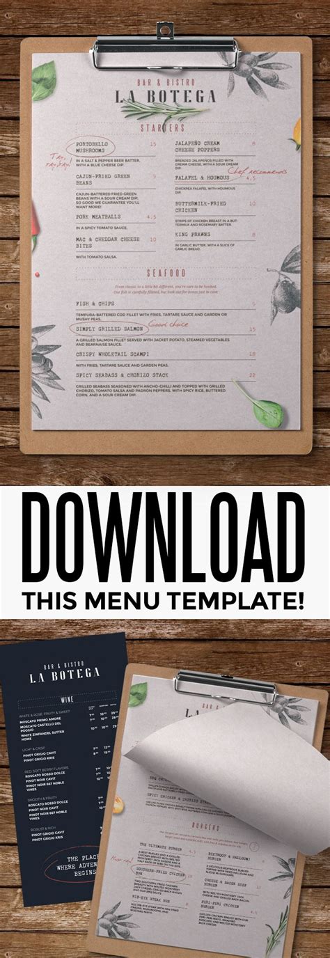 Rustic Menu Restaurant Menu Design Restaurant Menu Template Cafe Menu Design