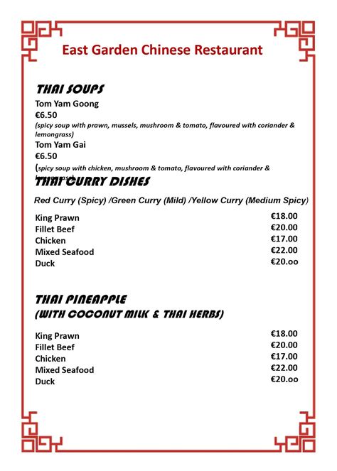 Menu At East Garden Chinese Restaurant Kilcullen