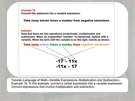 tutorials the language of math variable expressions multiplication