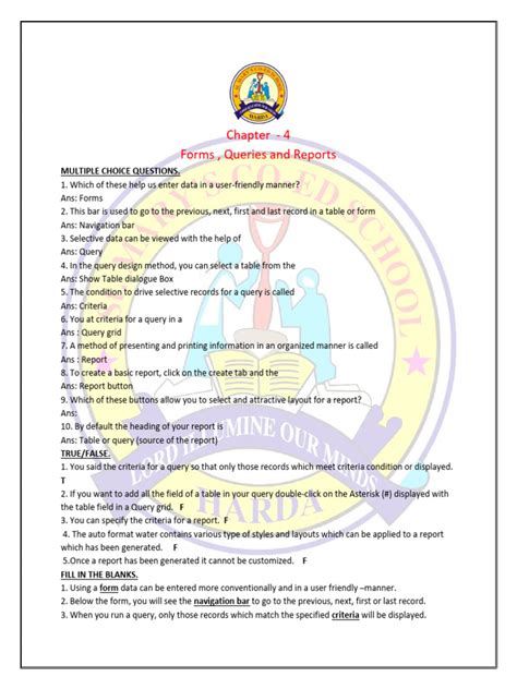 Computer Worksheet For Class 8th Pdf Microsoft Access Data