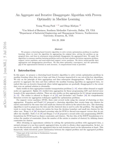 An Aggregate And Iterative Disaggregate Algorithm With Proven Optimality In Machine Learning