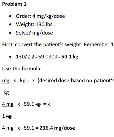 Desired Over Have By Weight Examples Dosage Calculations